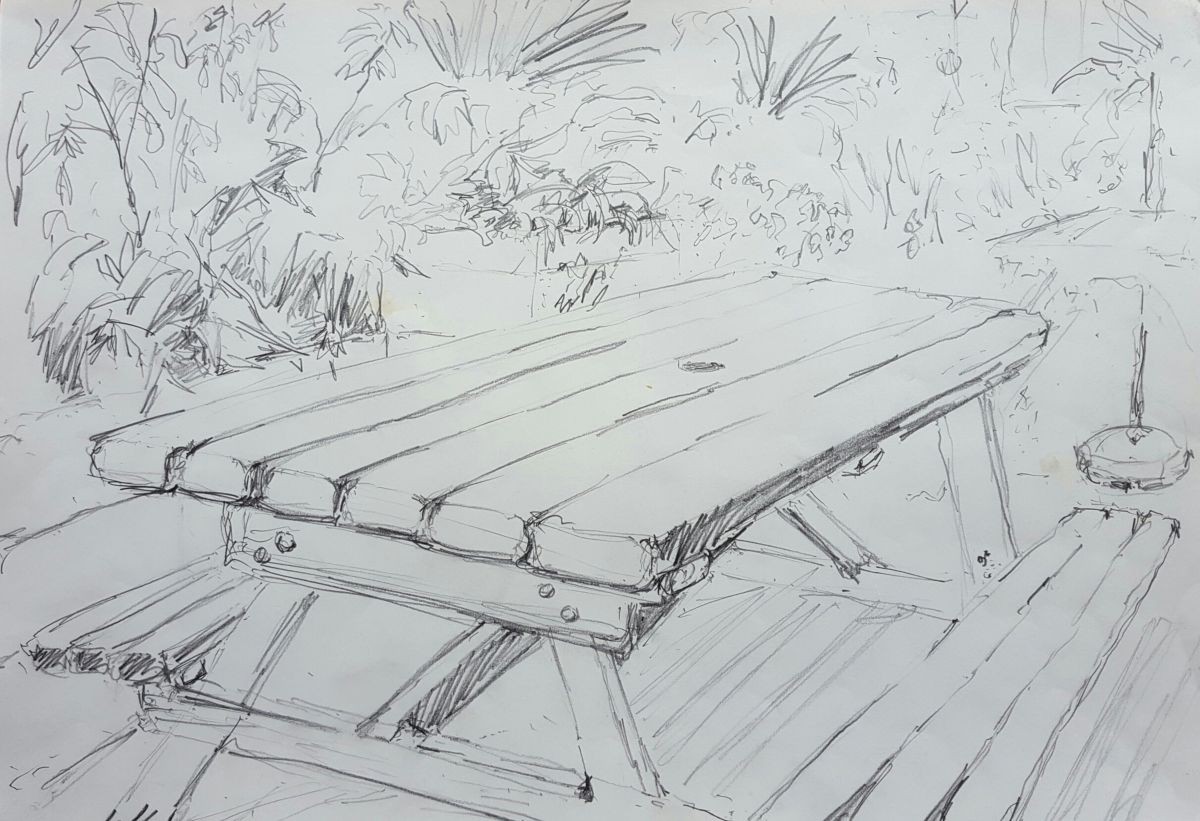 Picnic Table 2016 Pencil Drawing By Eddie Green Artfinder