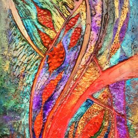 The Story of Four Icy Flowers (2015) Mixed Media painting by Maria ...